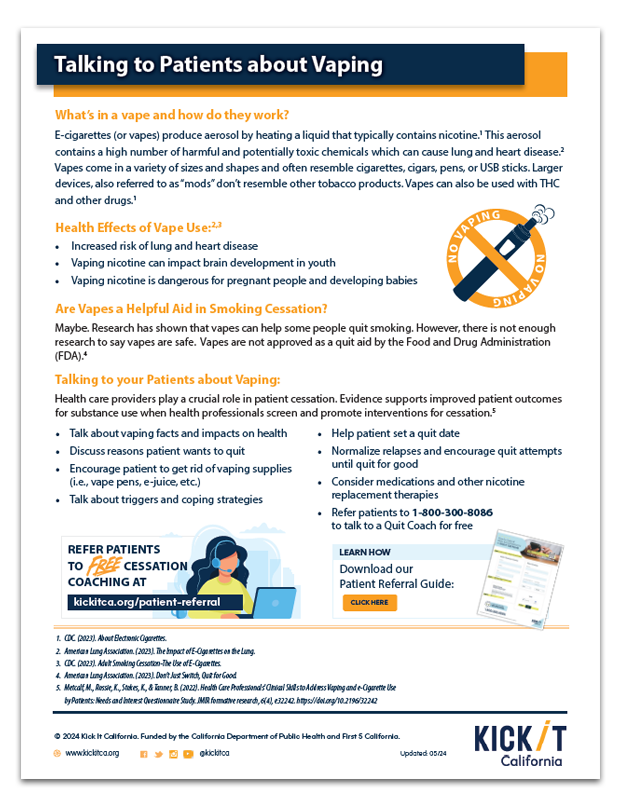 Talking to Patients about Vaping – Kick It California