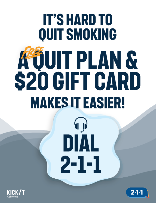 211 Promotional Assets | Quit Smoking Flyer Gray – Kick It California