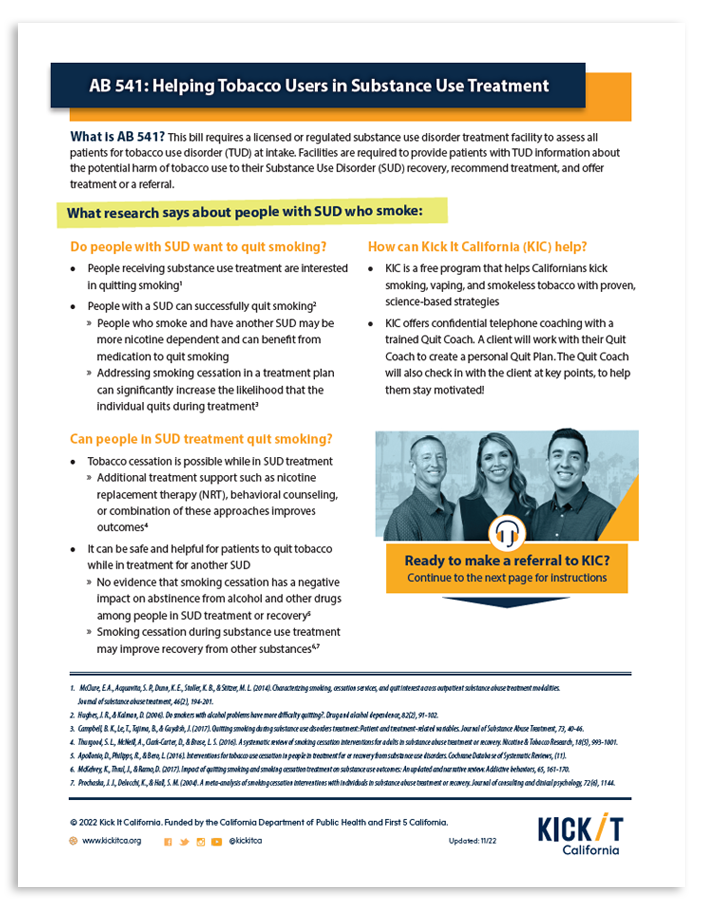 AB 541: Helping Tobacco Users in Substance Use Treatment – Kick It ...