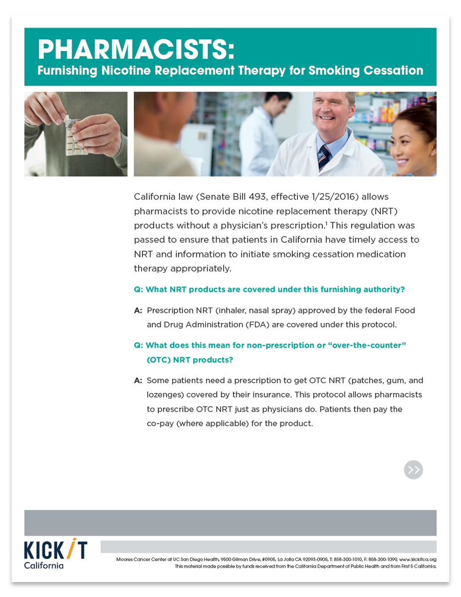 Pharmacists Furnishing NRT for Smoking Cessation Provider Fact Sheet ...