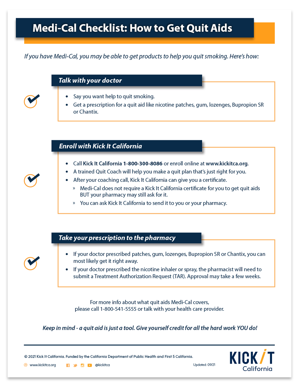 Medi-Cal Checklist – Kick It California